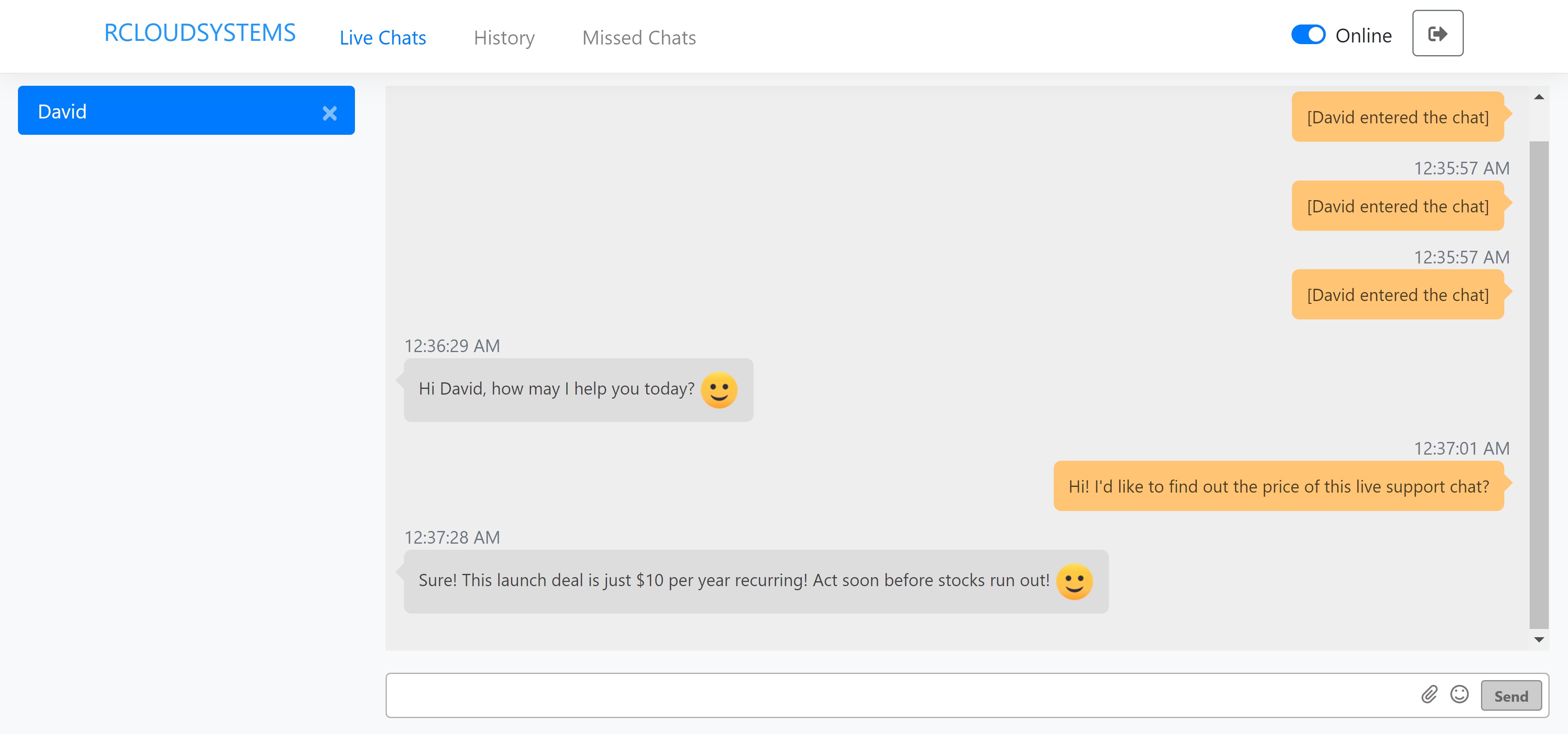 SUPPORT CHAT – UNLIMITED AGENTS Edition – LETLAUNCH – RCLOUDSYSTEMS